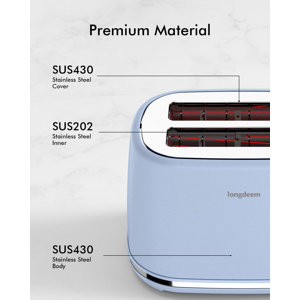 LONGDEEM 2 Slice Toaster, Wide Slots,High Lift, Auto-Off, & Frozen ...