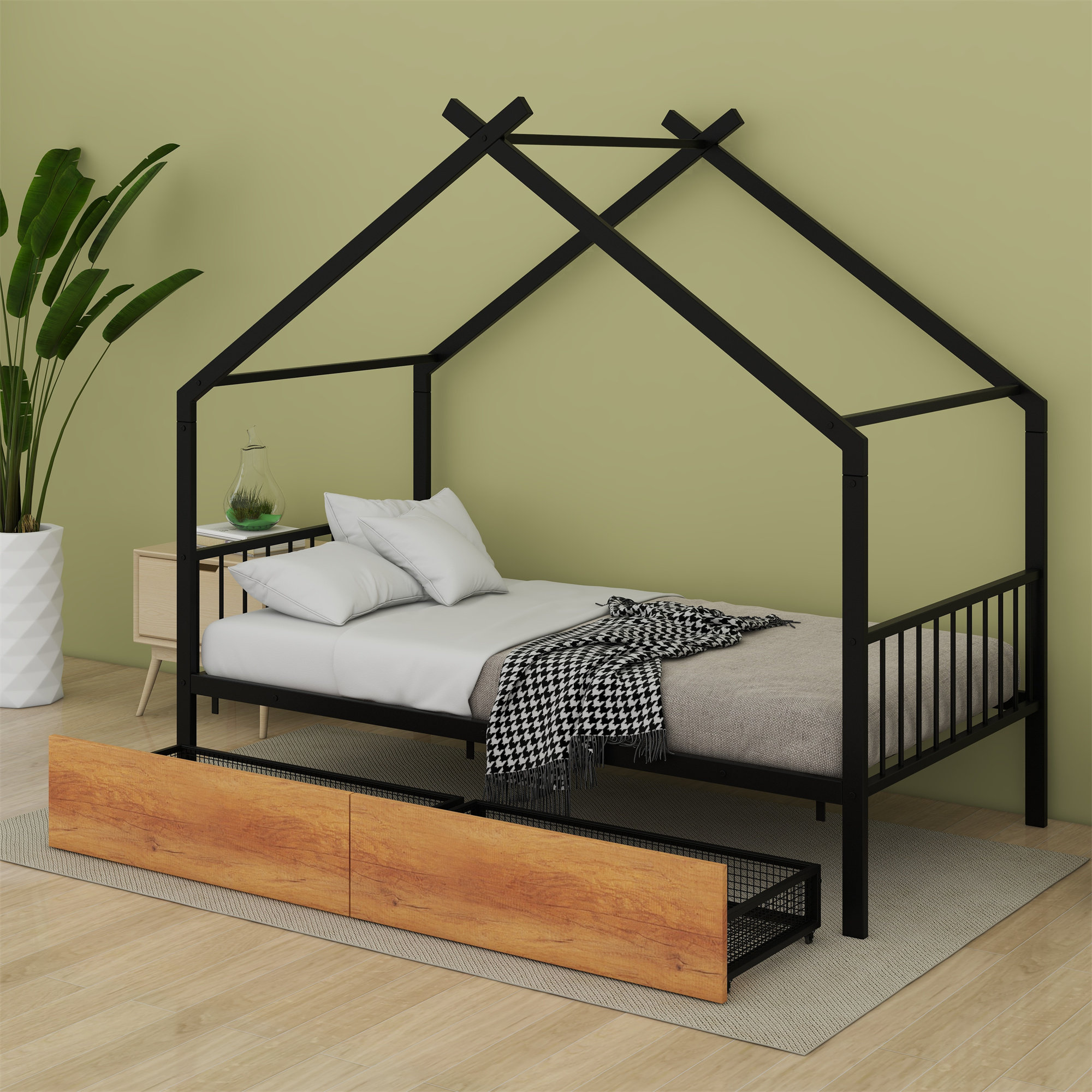 Harper Orchard Ajkun Metal Slat Storage Bed | Wayfair