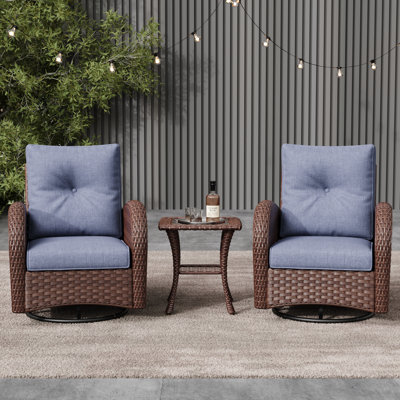 Layinsun 3 Pieces Outdoor Patio Furniture Set, Rattan Wicker Sectional ...