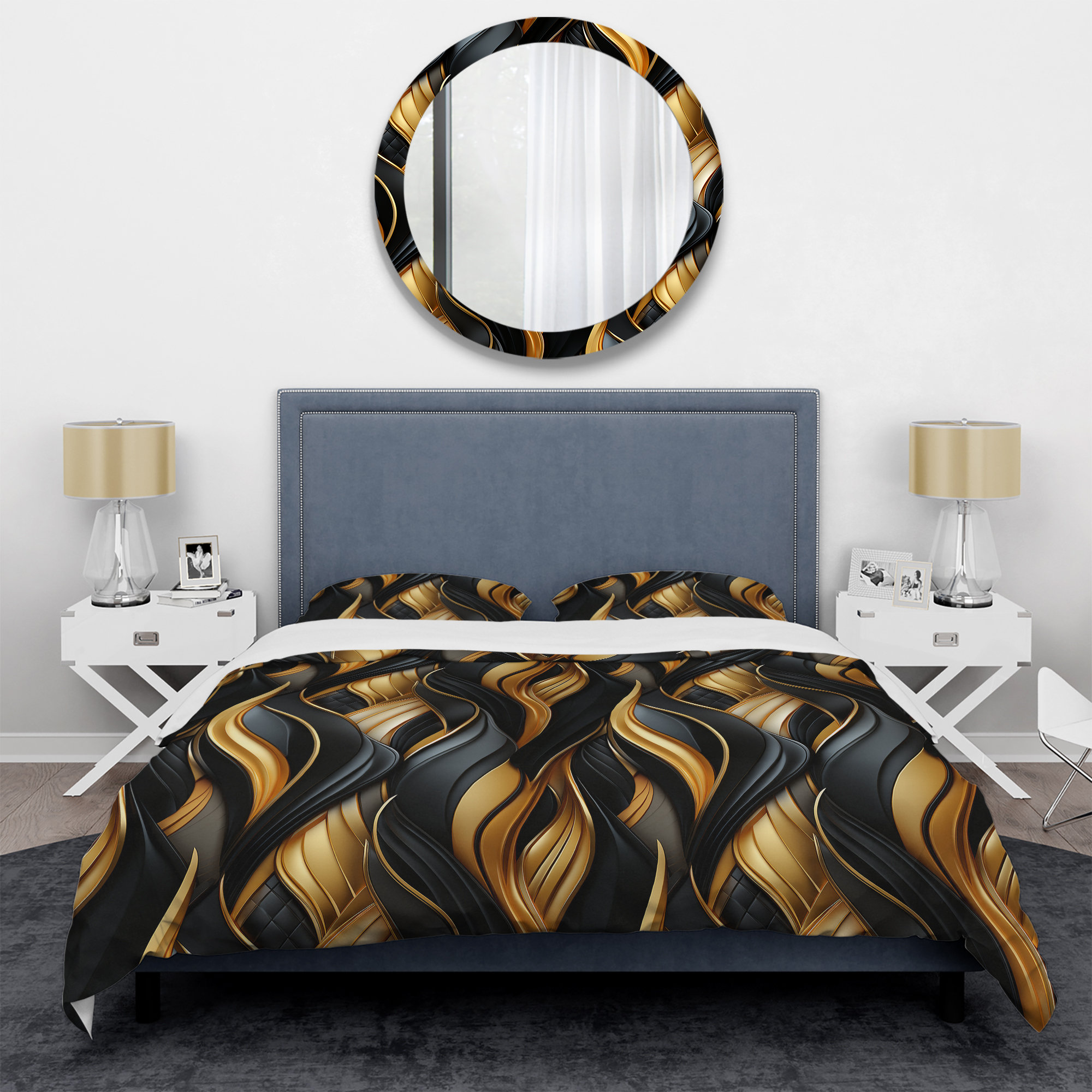 Design Art Opulent Black And Gold Glamour Pattern I - Marble Duvet ...