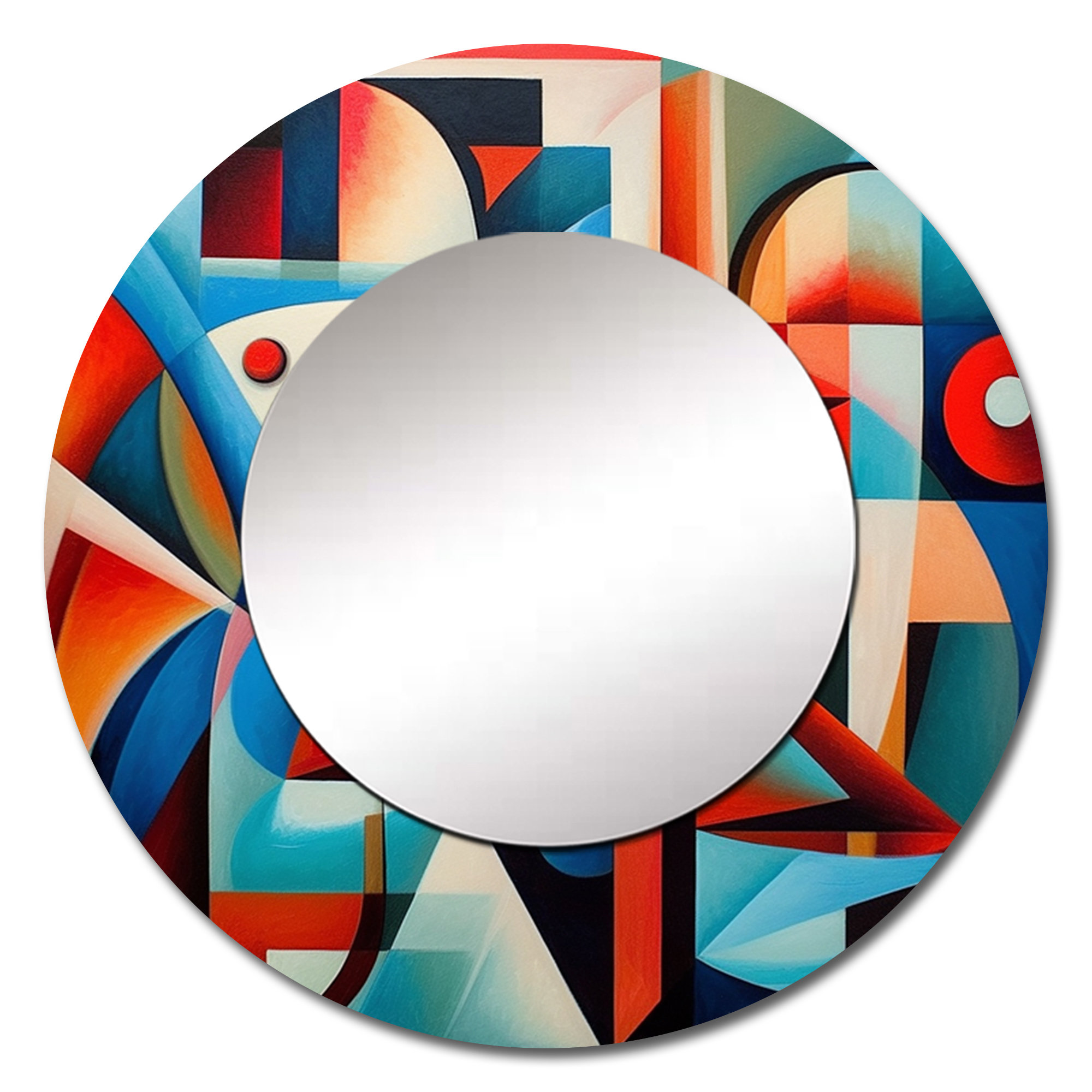 Design Art Orange Blue Geometry Unleashed III - Abstract Shapes Round ...
