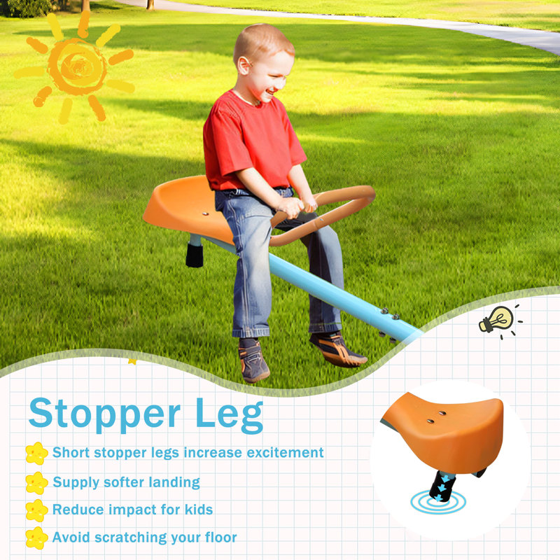 SUMIJ Outdoor Kids Spinning Seesaw Sit and Spin Teeter Totter Backyard ...
