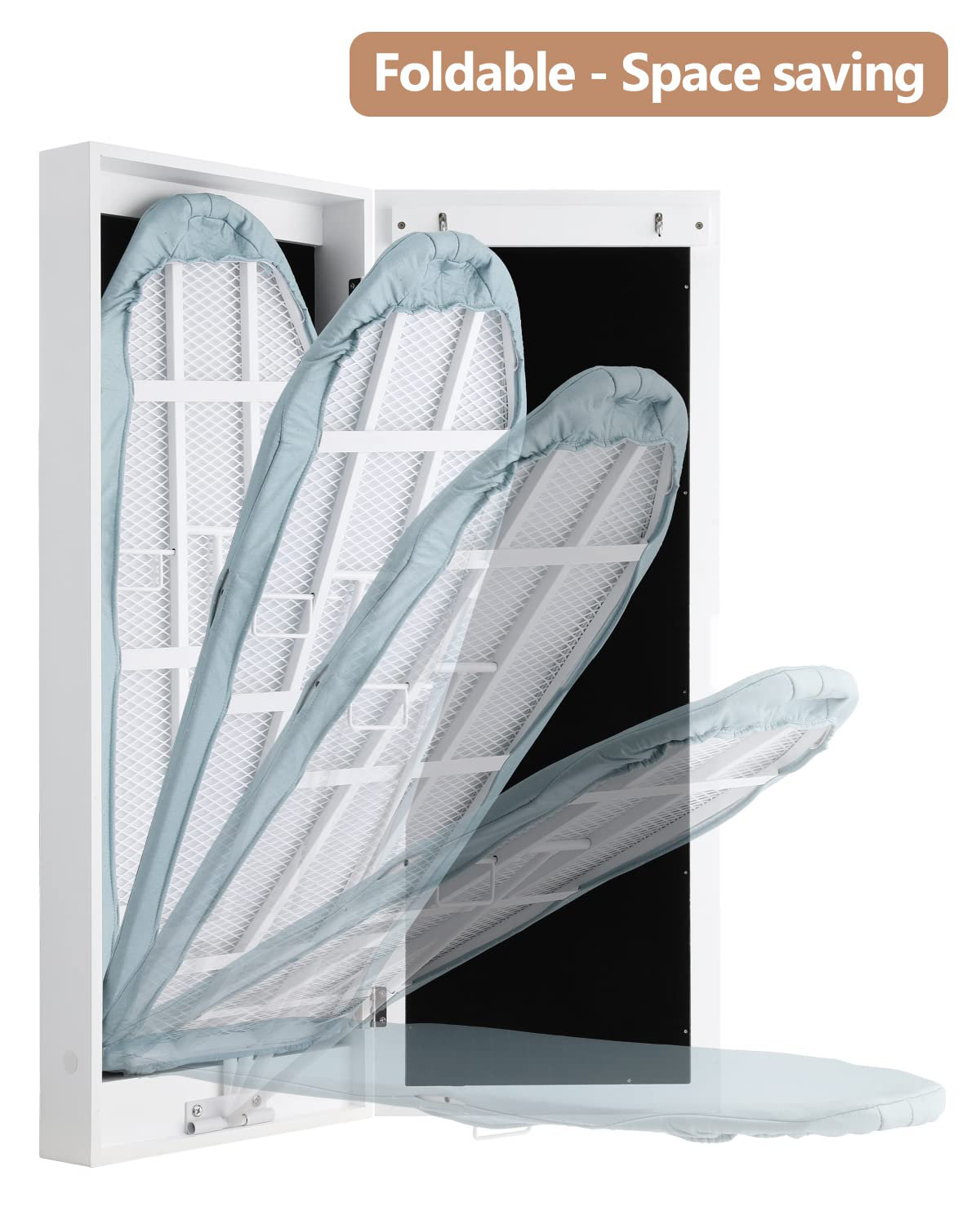 Himimi Wall-mounted Foldable Ironing Board with Mirror and Fabric Cover ...
