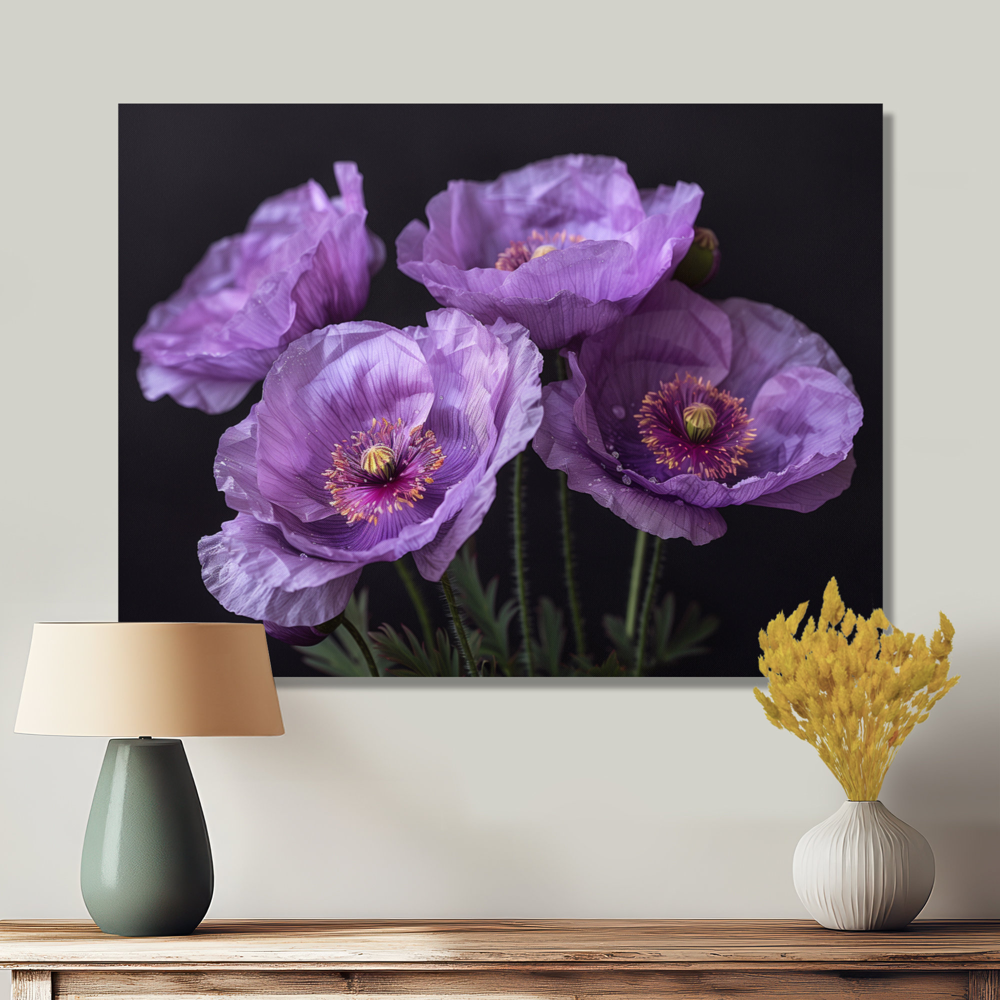 Ebern Designs Purple Grey Fragile Beauty Poppies II - Poppies Wall ...