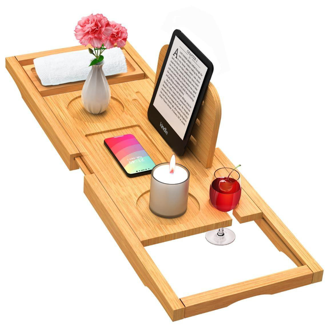 Latitude Run® Premium Bamboo Bathtub Tray Caddy - Bath Tray - Bath Tub ...