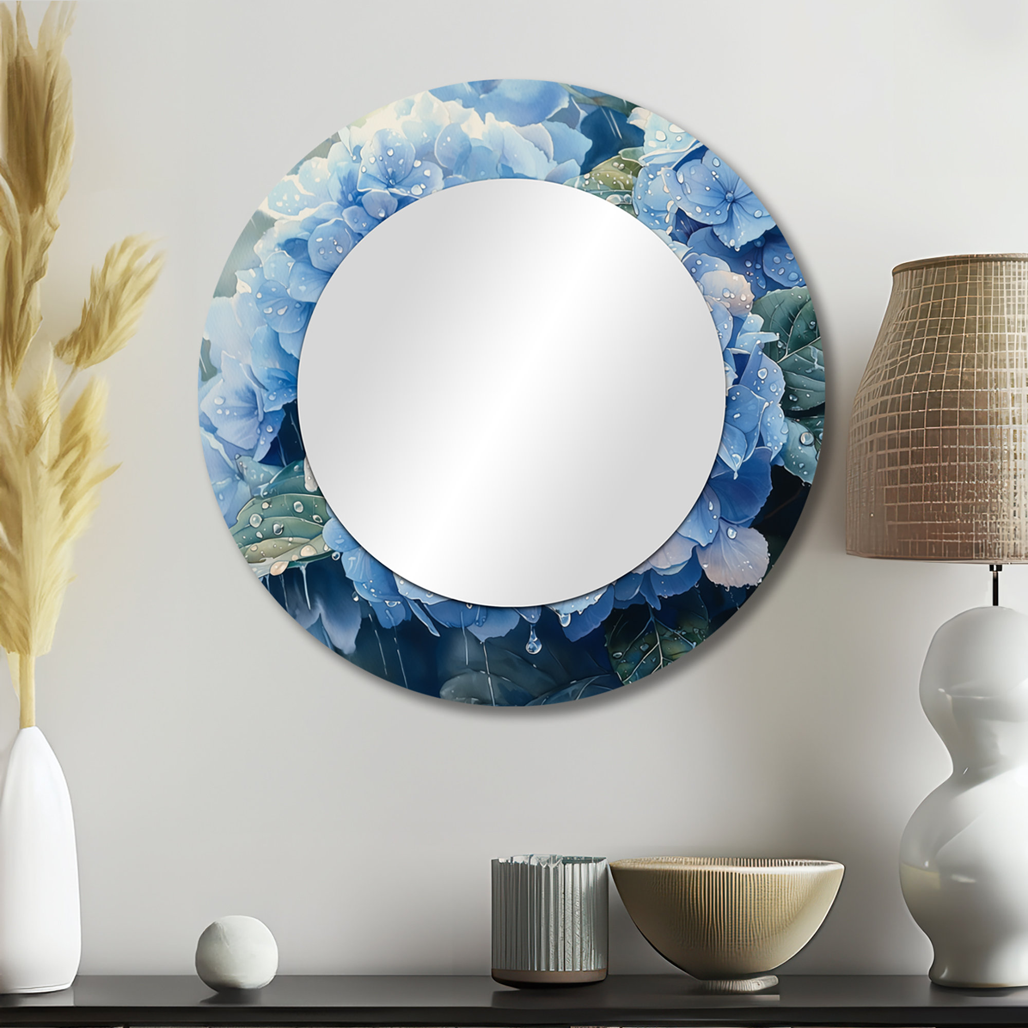 Dakota Fields Hydrangeas In The Spring Rain I - Floral Mirror Wall Art ...