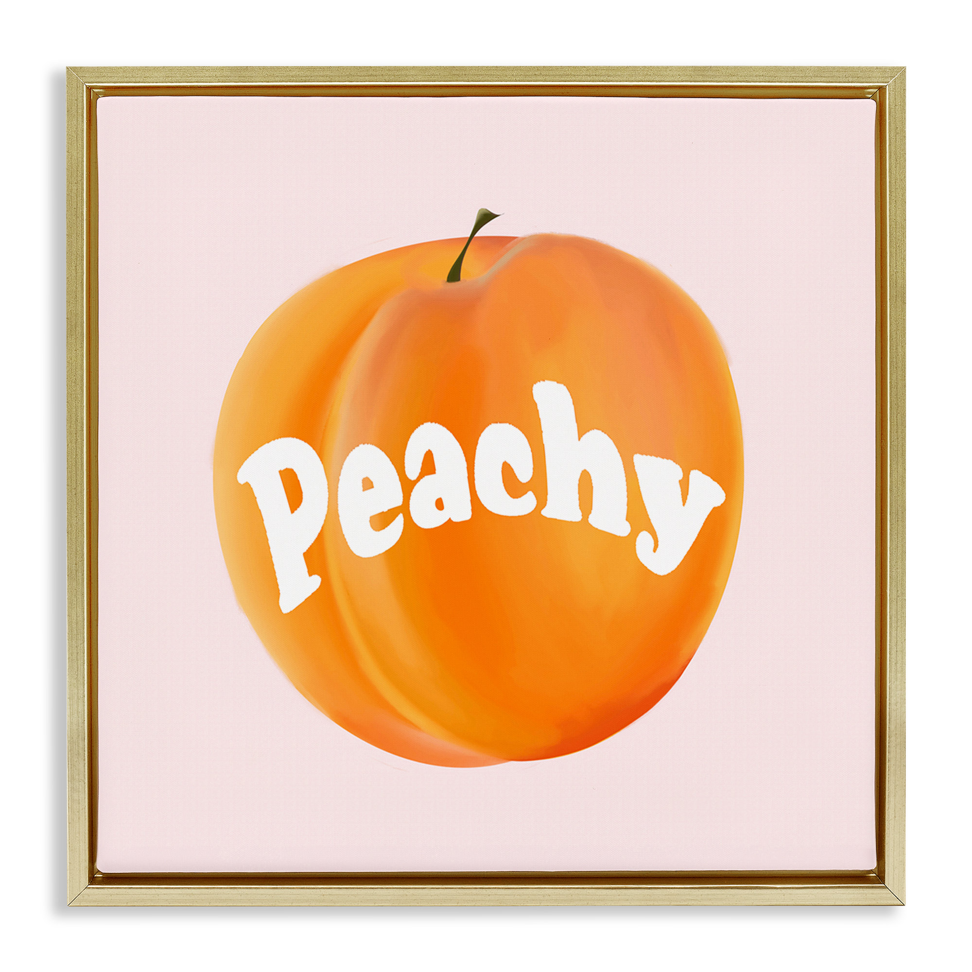 August Grove® Peachy Fruit Typography Gray Framed Floater Canvas Wall ...