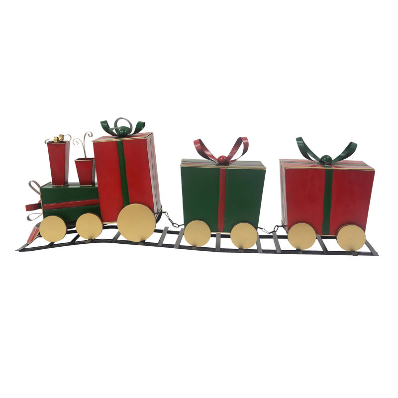 One Allium Way® Festive Iron Train Decor with Gift-Shaped Carriages ...