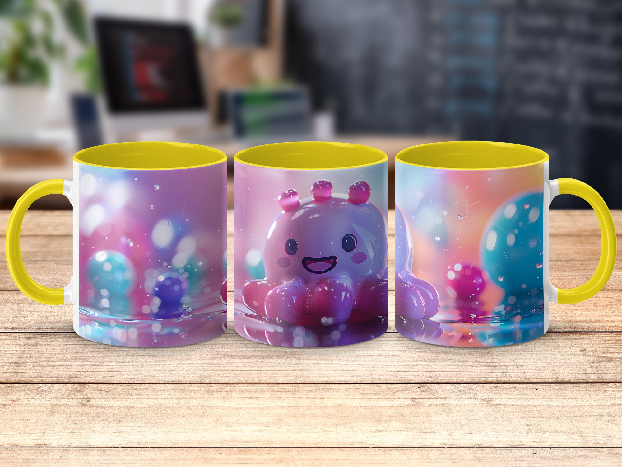 East Urban Home Set of 2 Colourful 3D Design 11oz Accent Mugs – White ...