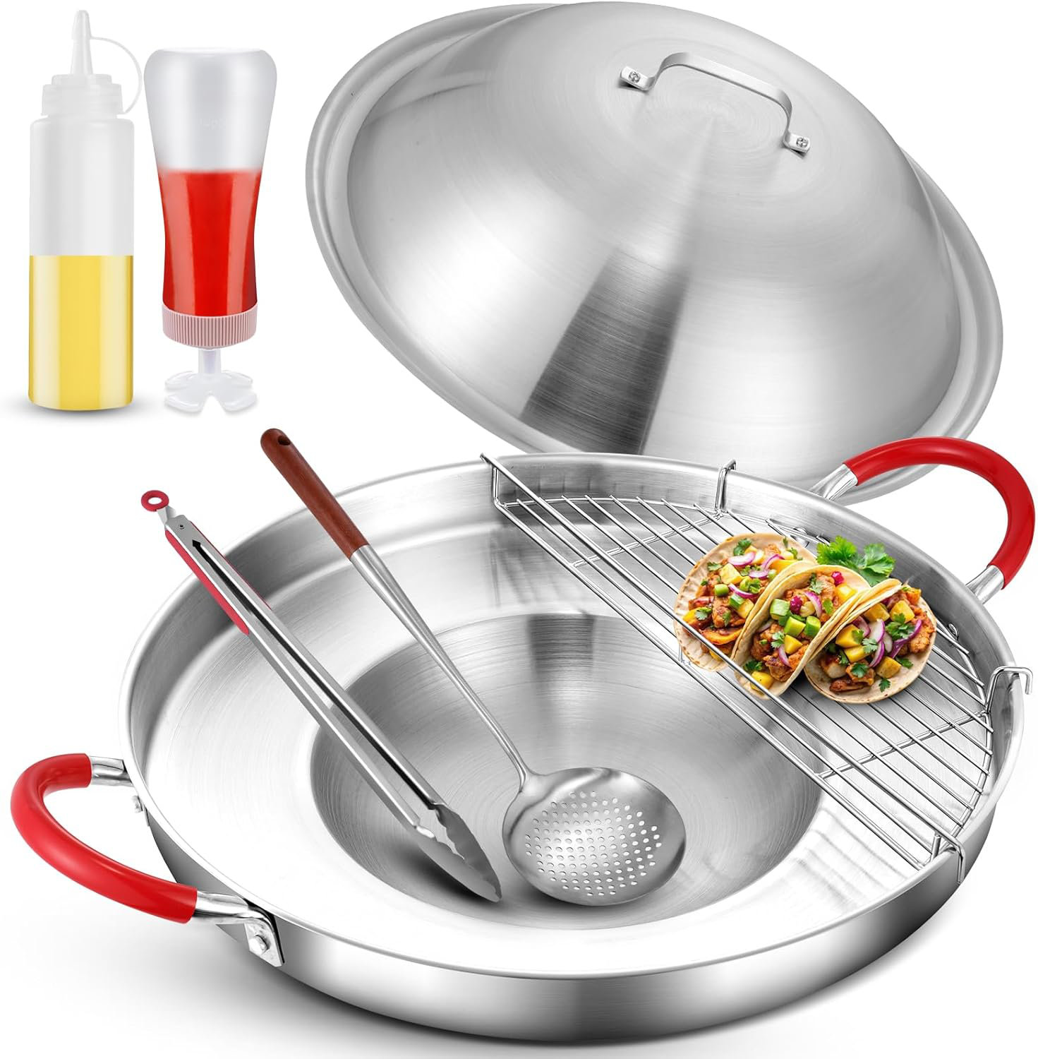 ARC Stainless Steel 20" Mexican Comal Griddle Pan, 7pcs Discada Disc ...