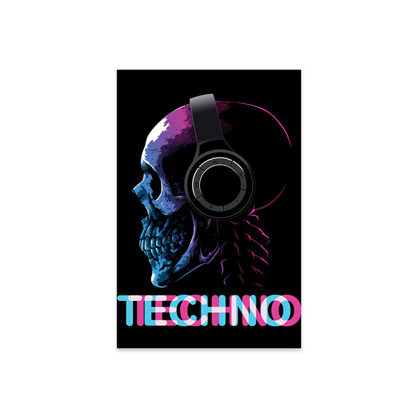 Latitude Run® Techno Skull Print On Acrylic Glass | Wayfair
