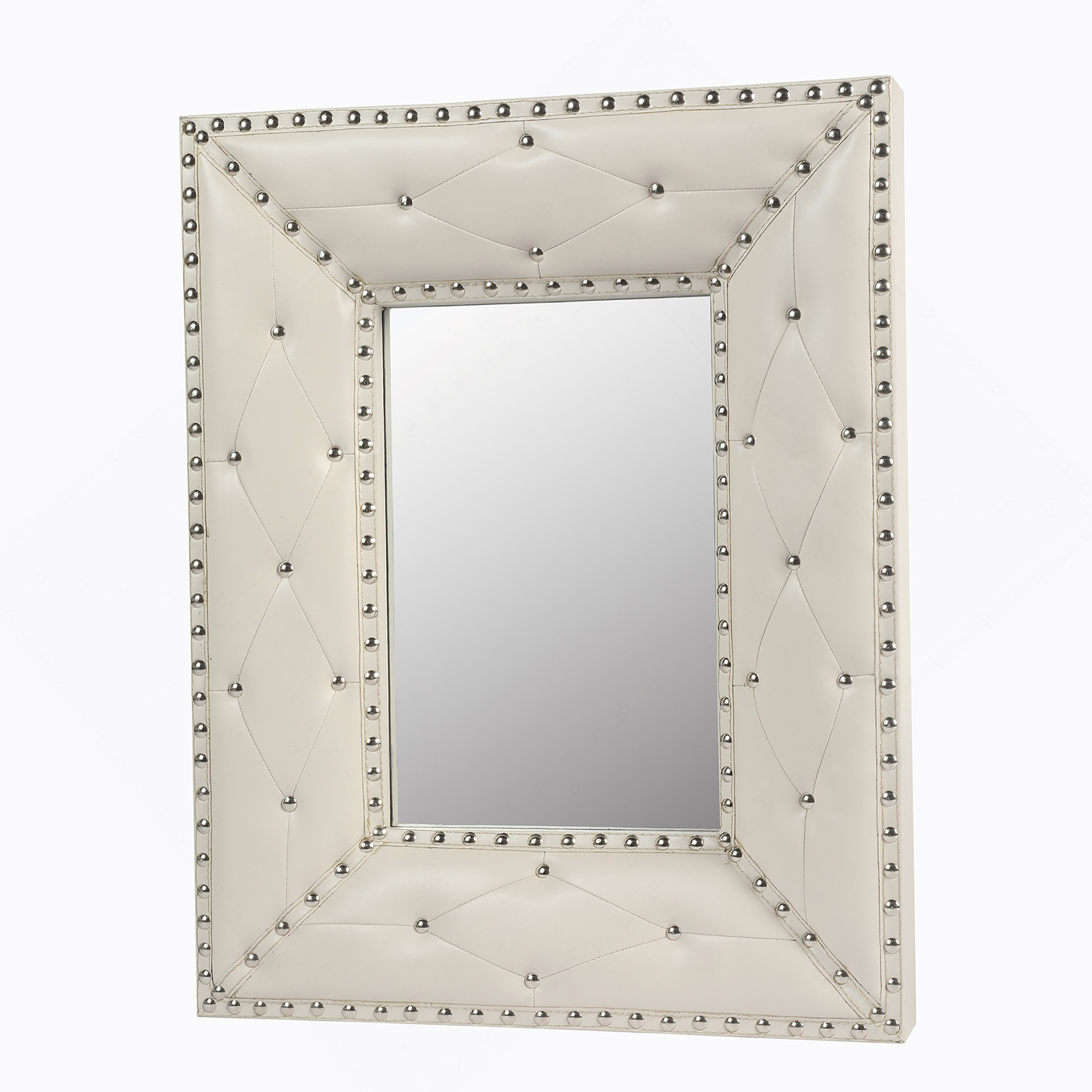 Mercer41 Decorative Wall Hanging Mirror,Rivet Decoration,PU Covered MDF ...