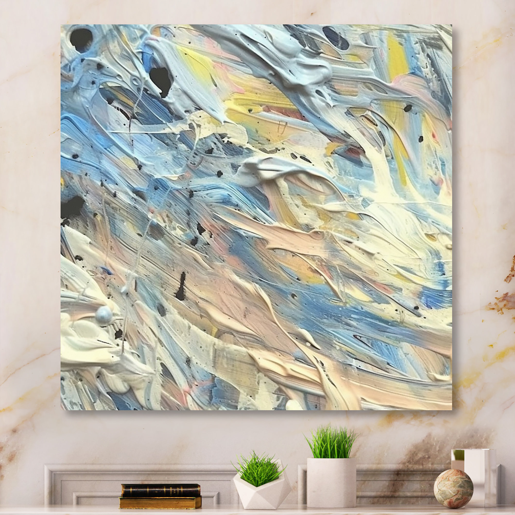 Wrought Studio™ Summer Memories Abstract In White And Blue - Abstract ...