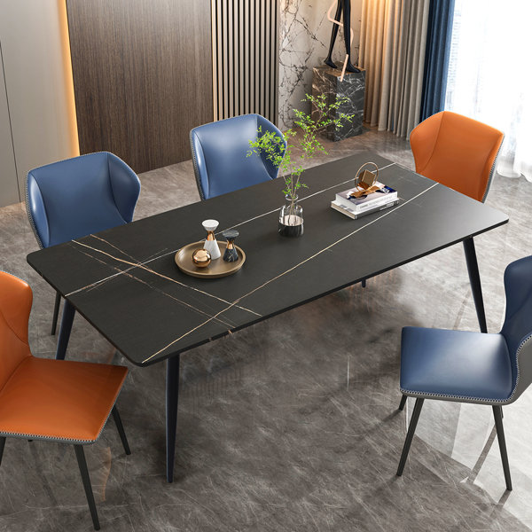 George Oliver Joseff 63" Modern Dining Table Marble Kitchen Table for 6 ...
