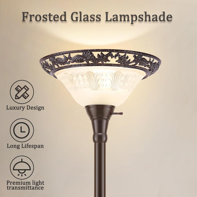 Alcott Hill® 70" Victorian Style Floor Lamp With Etched Glass Shade ...