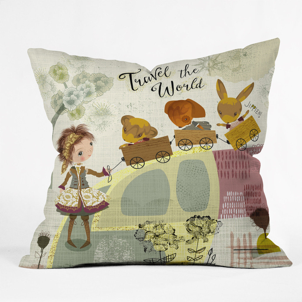 Deny Designs Let Us Travel The World Polyester Throw Pillow | Wayfair