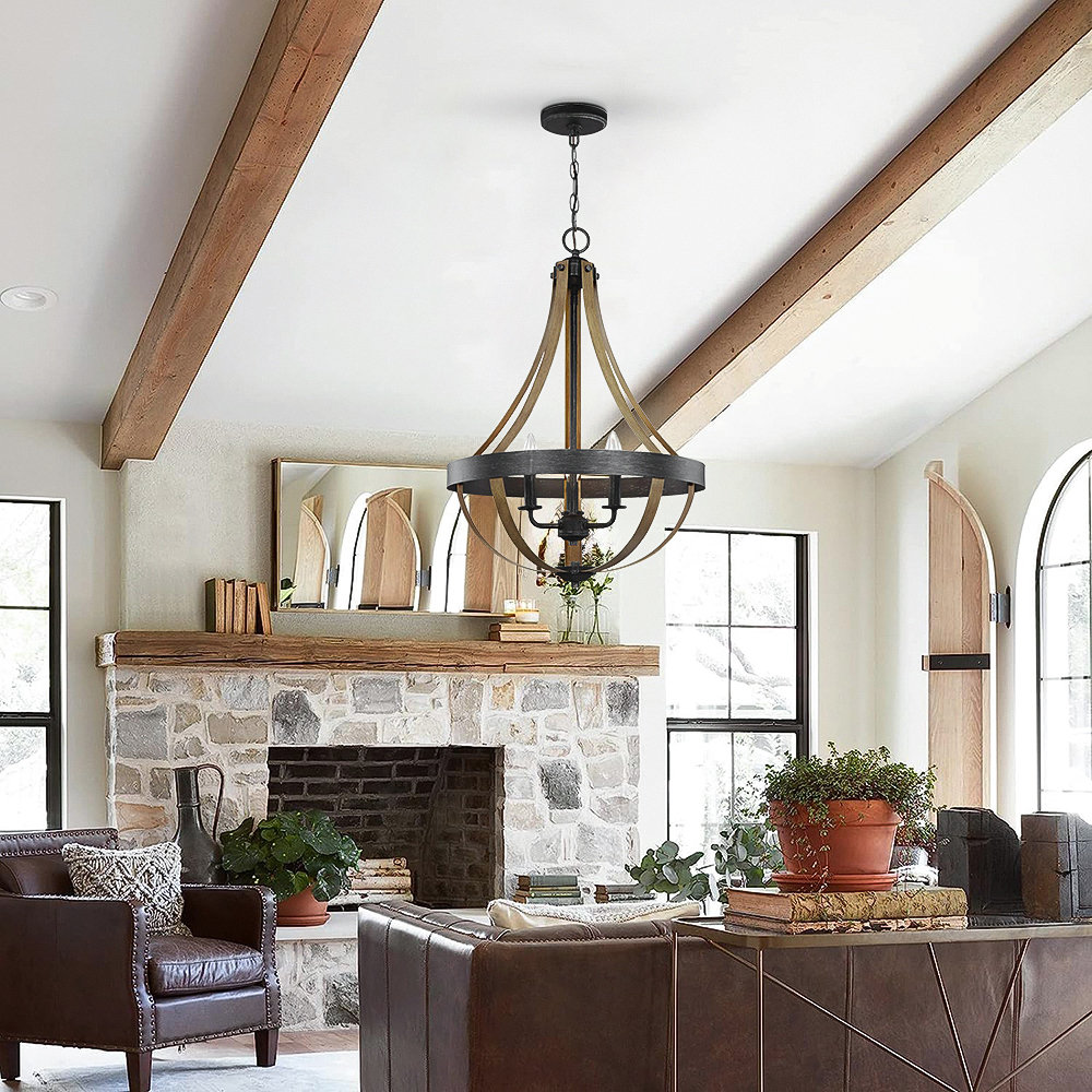 August Grove® Lystra 18" 3-Light Retro Industrial Style Distressed Oak ...