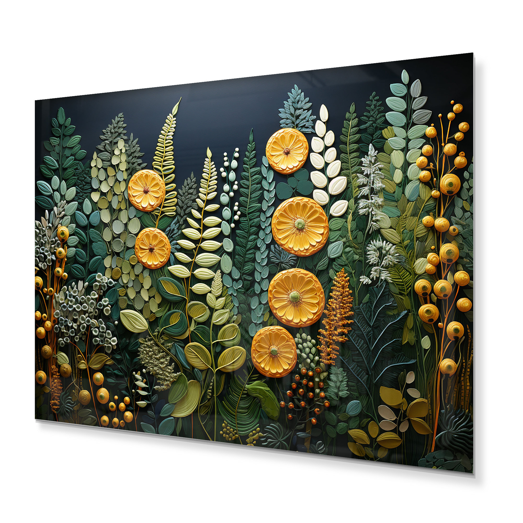 Winston Porter Yellow Ferns Plant Forest Tapestry - Floral Metal Art ...