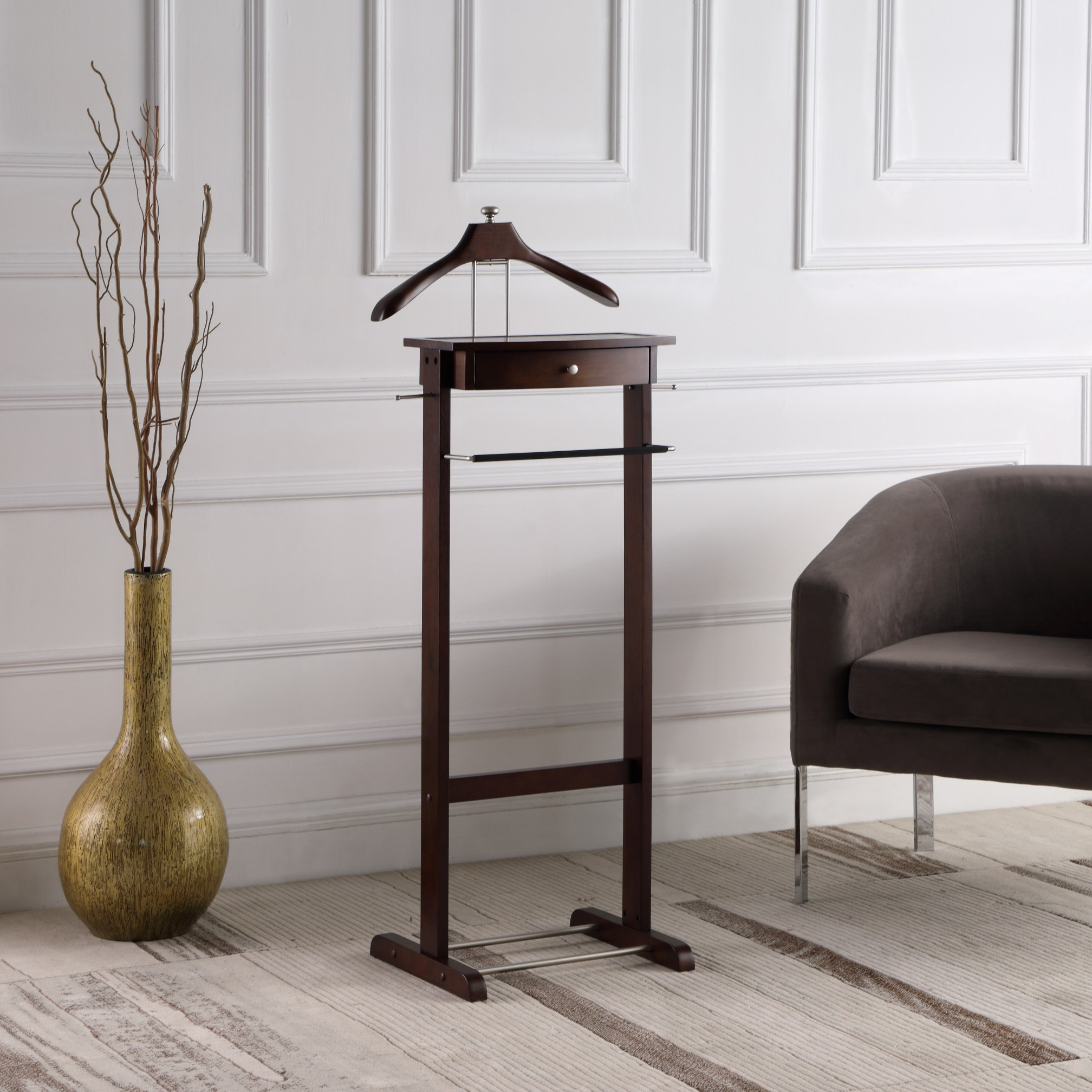 Rebrilliant Melina Freestanding Valet Stand in Dark Walnut & Reviews ...