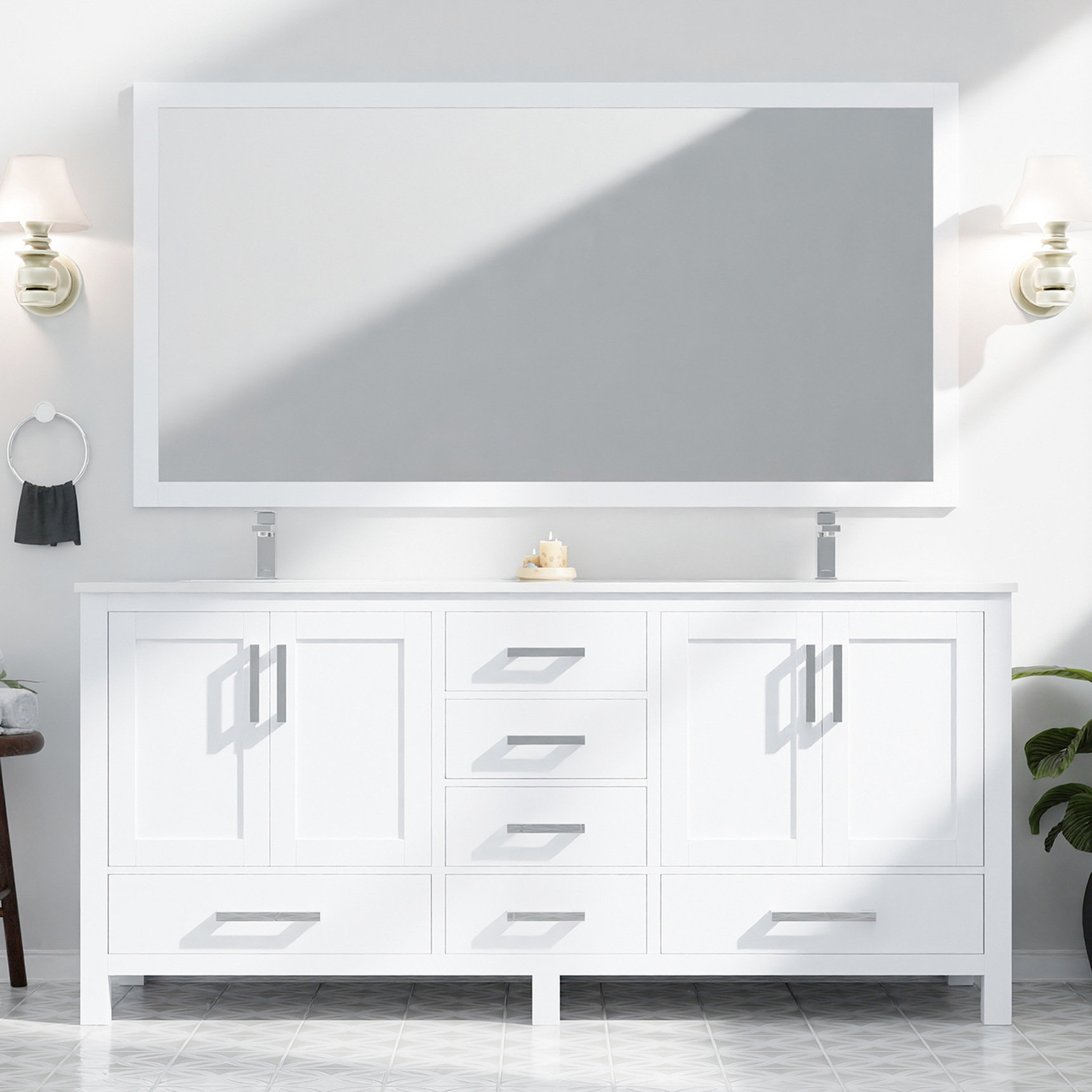 Hokku Designs Double meuble-lavabo double, comptoir et robinet, 28 ...