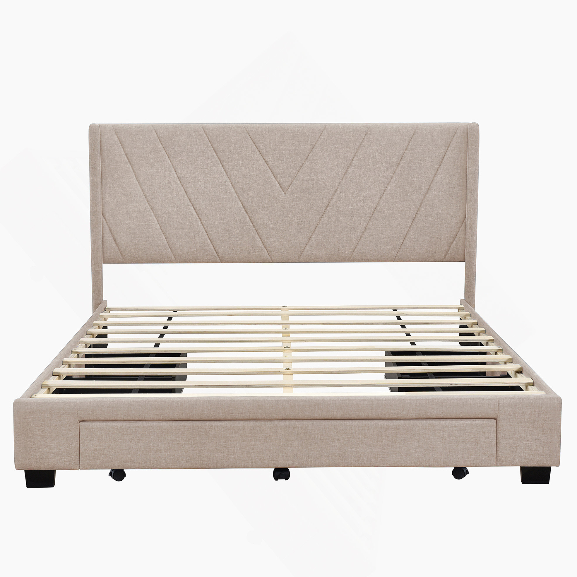 Ebern Designs Storage Bed Linen Upholstered Platform Bed with 3 Drawers ...