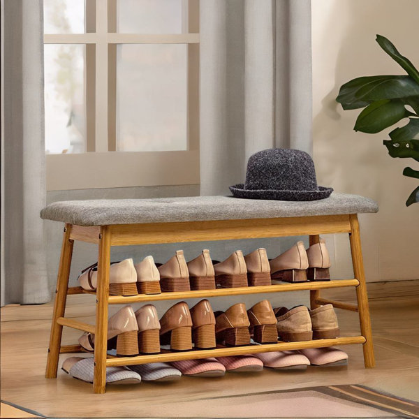 Borough Wharf 2 Tier Shoe Bench Rack With Cushioned Seat | Wayfair.ie