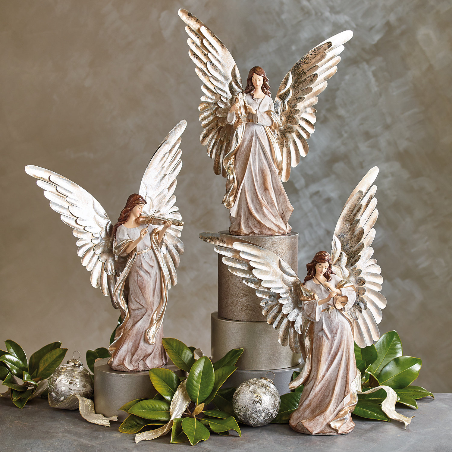 The Holiday Aisle® Elegant Angels With Metal Wings Set Of 3 & Reviews ...