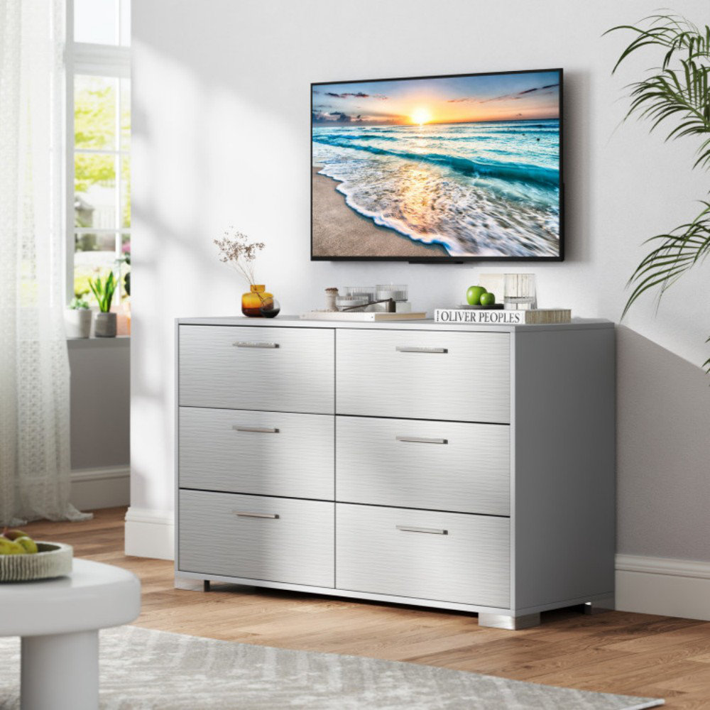 Everly Quinn 6 Drawer Storage Cabinet with Metal Legs Handles with Anti ...
