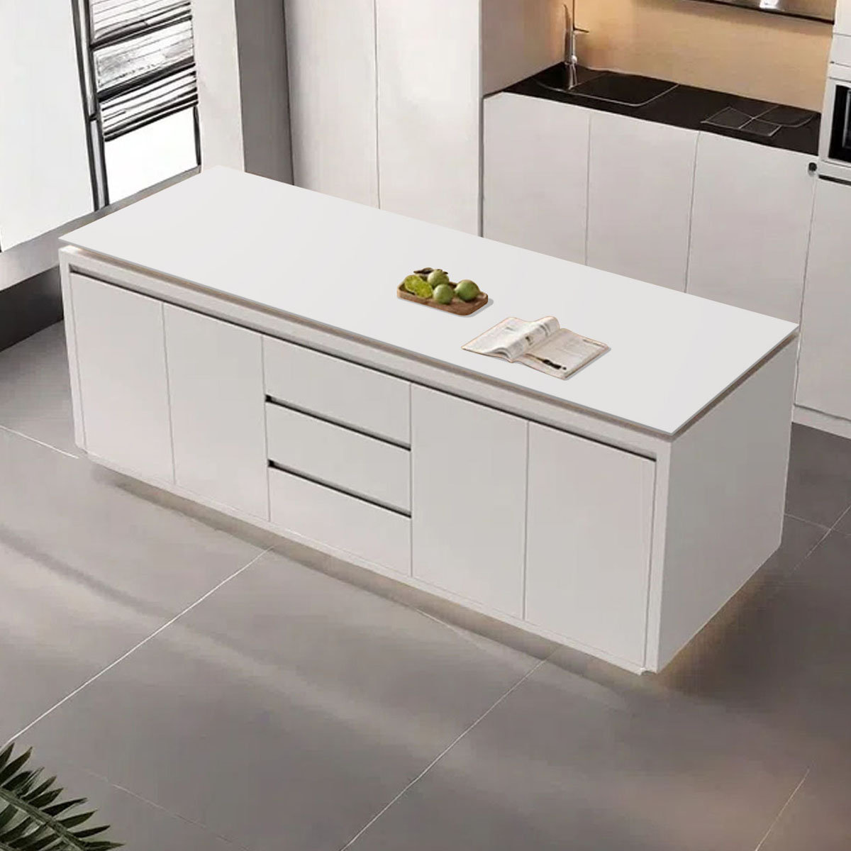 Artistic Soul XKX Premium Furniture 94.49-Inch Kitchen Island with ...