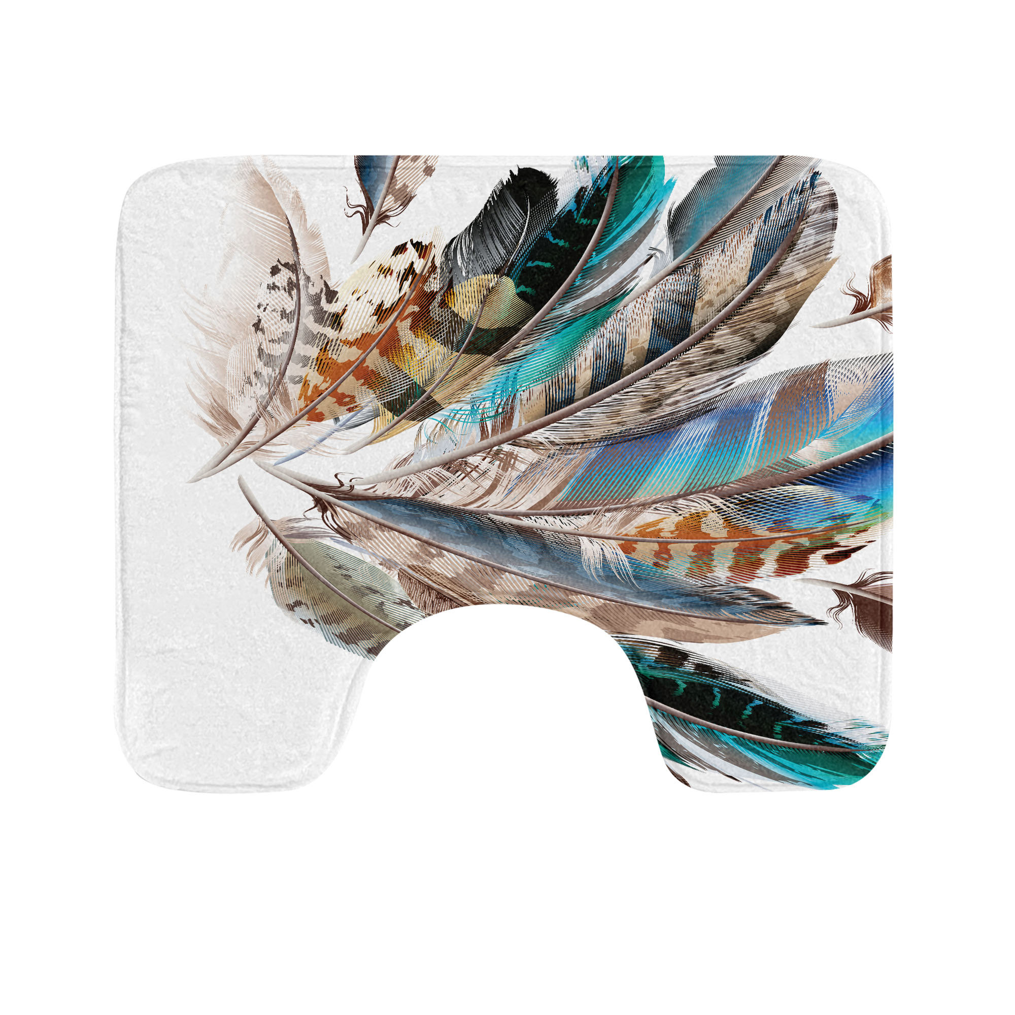 Breakwater Bay Animal Toilet Mat U-Shape Bathroom Rug 20" Teal Brown ...