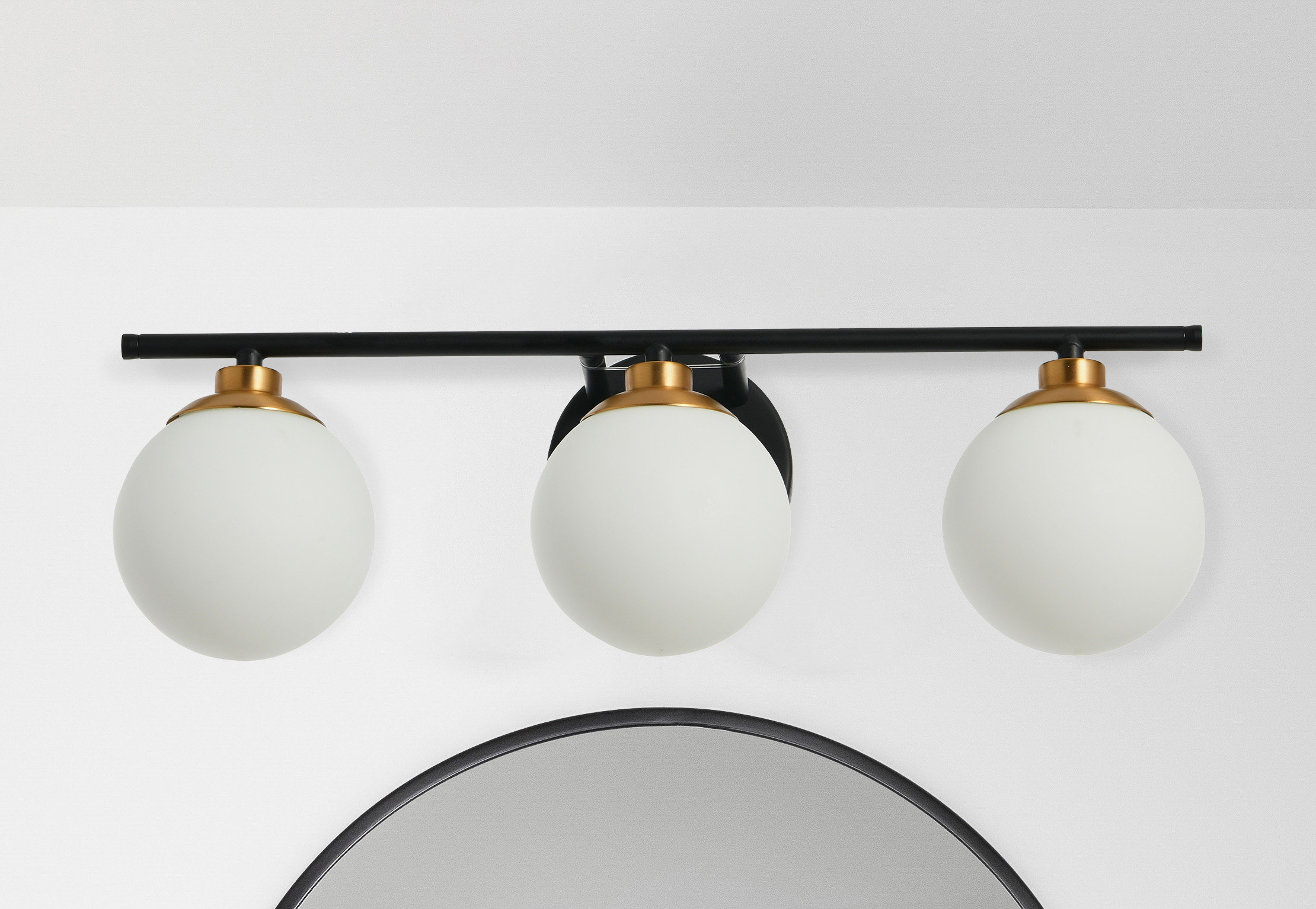George Oliver Babs Metal 3-Light Vanity Light, Matte Black And Brushed ...