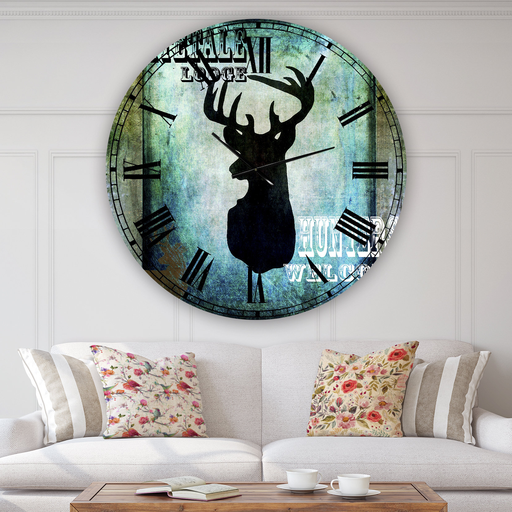 East Urban Home Lodge Whitetale Lodge - Oversized Cottage Wall Clock ...