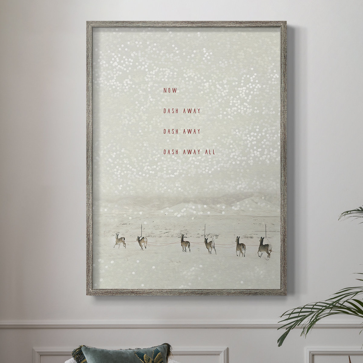 August Grove® Deer Dashing Framed Print - Solid Wood | Wayfair