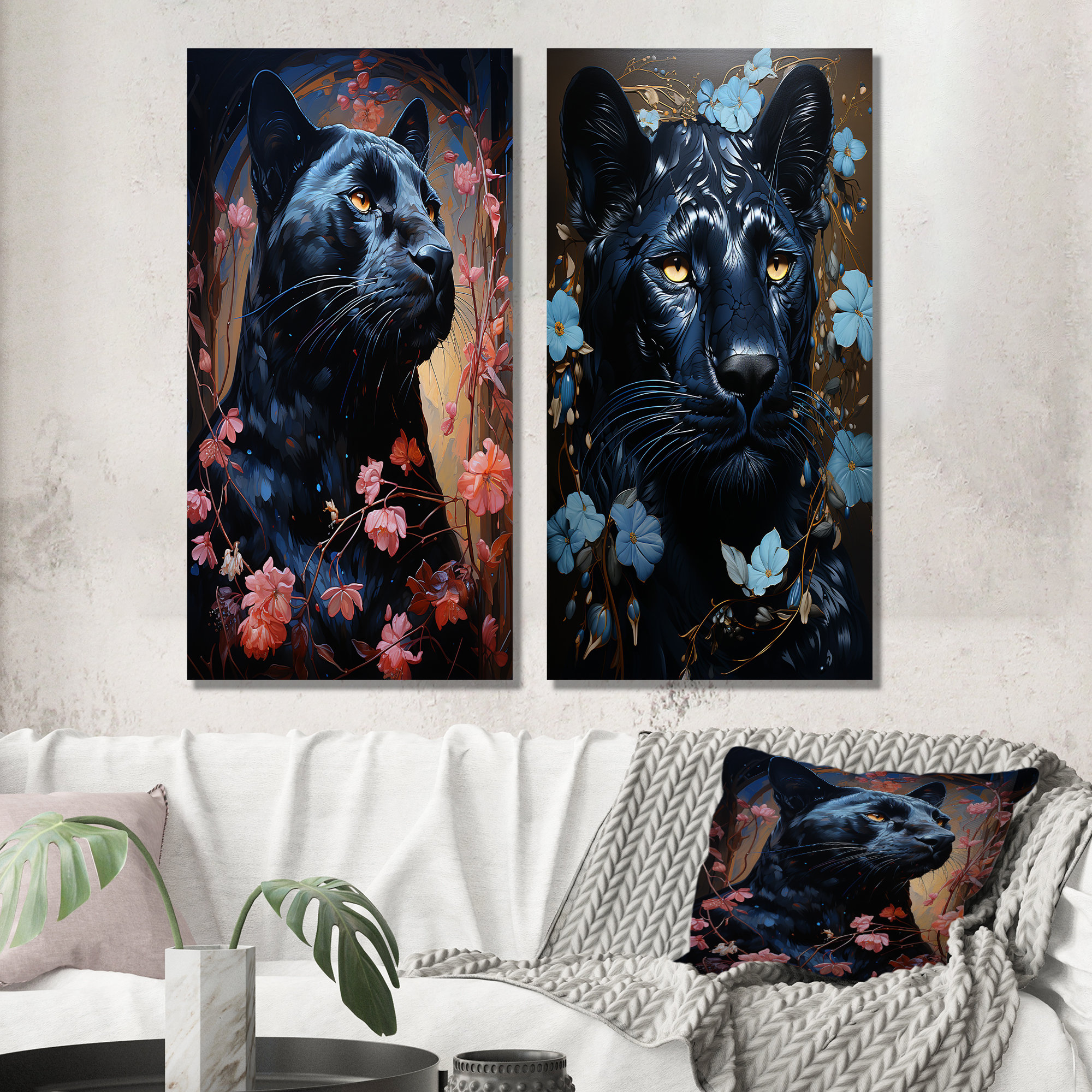 Latitude Run® Noir Panther Hunt Tranquility - Panther Metal Wall Art ...