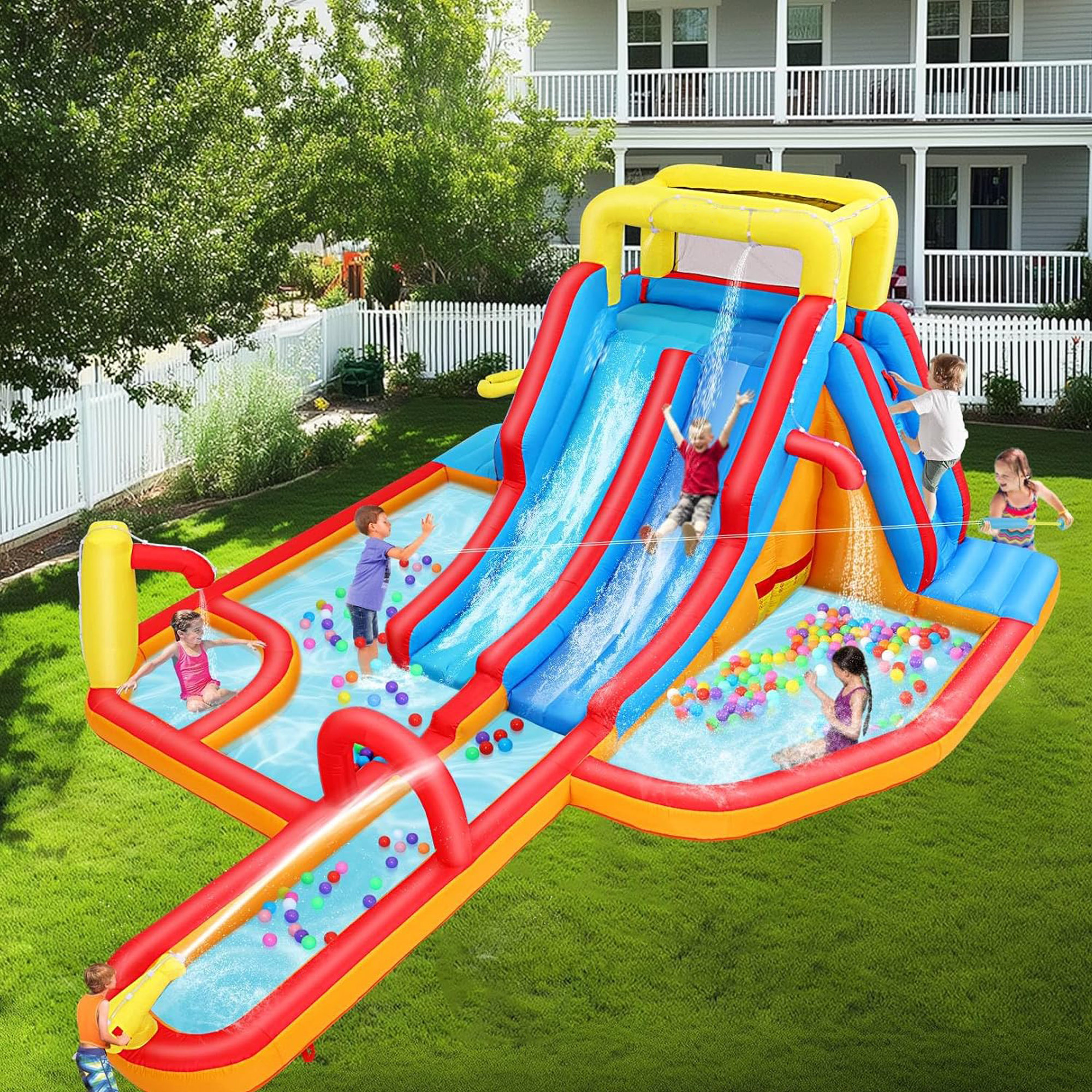 DreamDwell Home 18Ft X 14Ft Mega Inflatable Water Slide Park Holds 10 ...