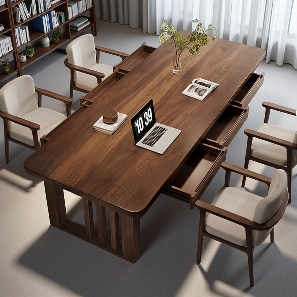 Latitude Run® Walnut Rectangular Solid Wood Conference Tables - Wayfair ...