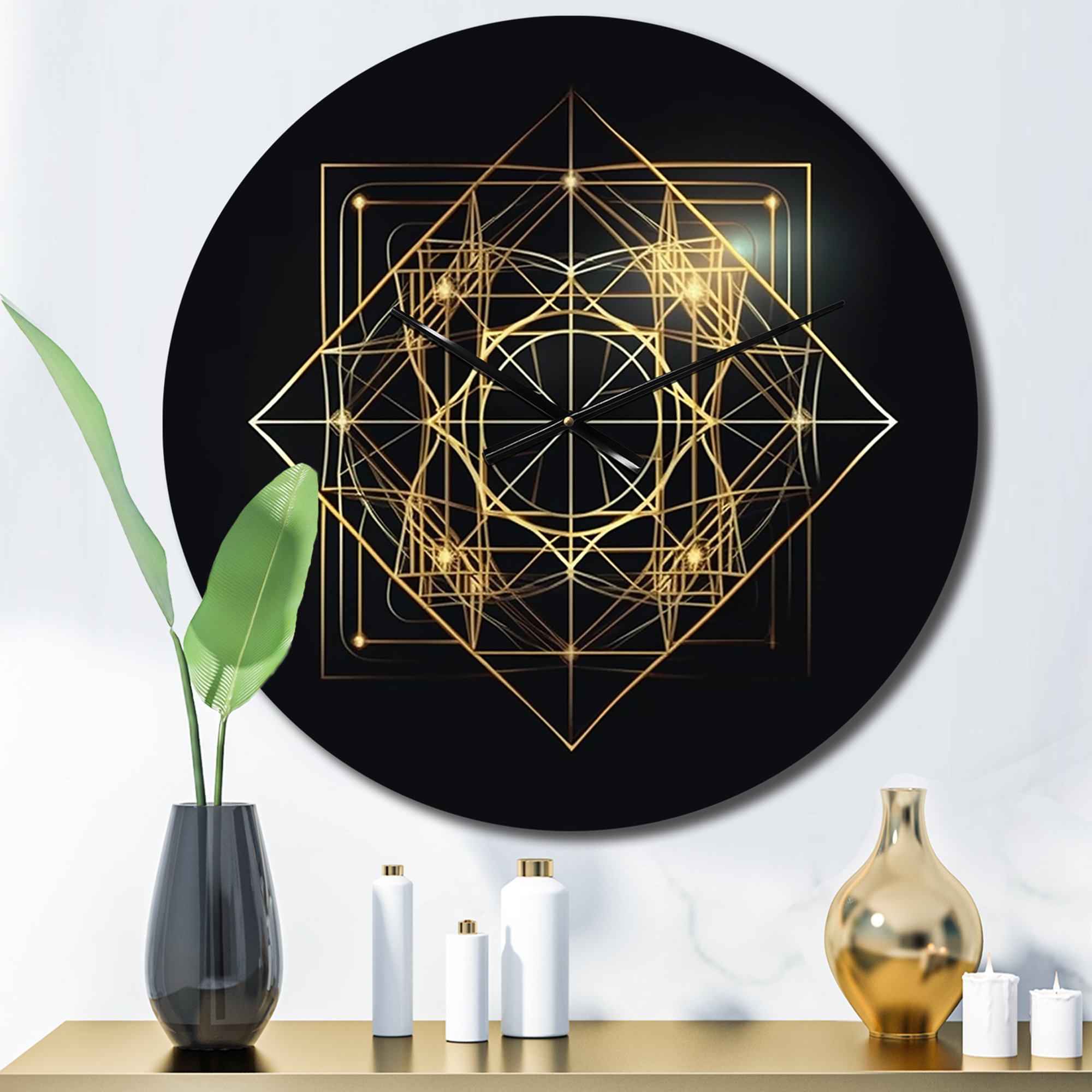 East Urban Home Gold Sacred Geometry Visions on Black V - Modern ...