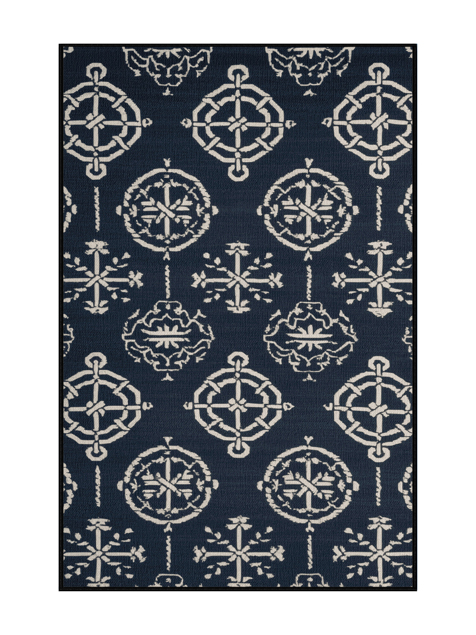 Longshore Tides Washable Navy blue and white Nautical Area Rug | Wayfair