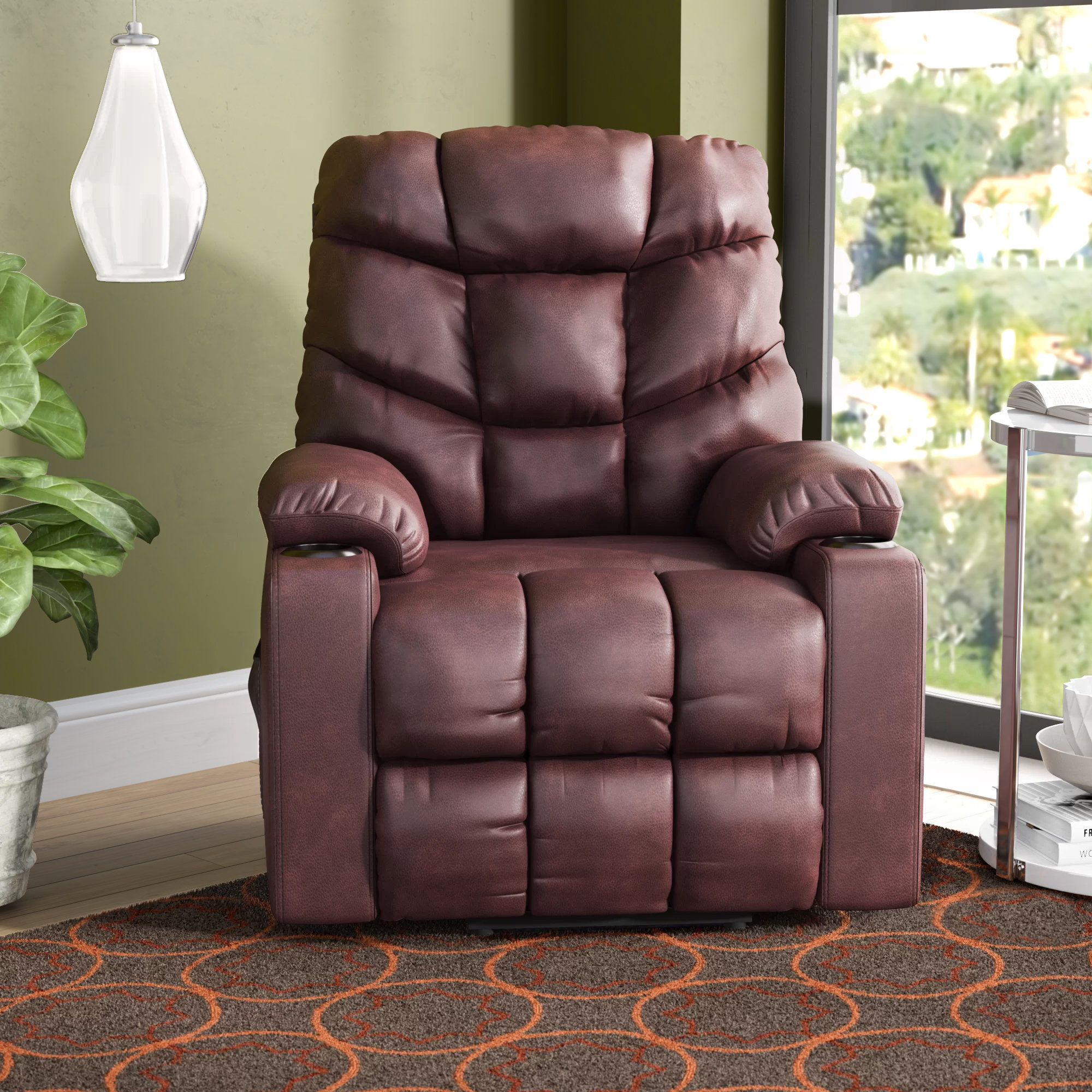 Latitude Run® Adavia Regular Power Lift Recliner Chair, Faux Leather ...