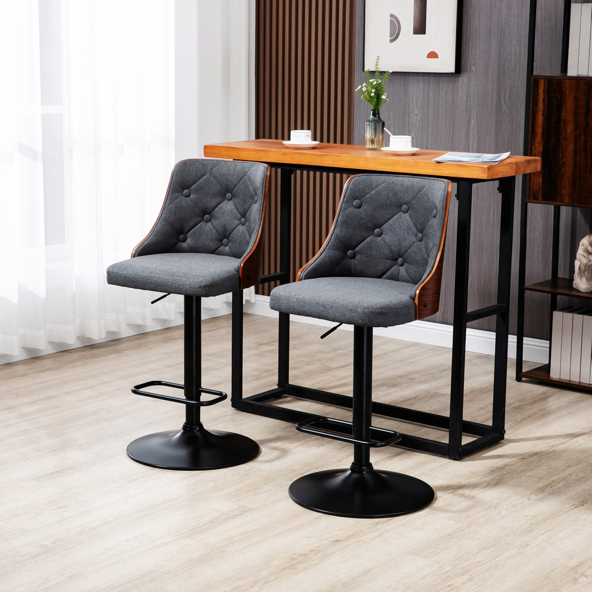 Corrigan Studio® HOMCOM Counter Height Bar Stools Set Of 2, Height ...