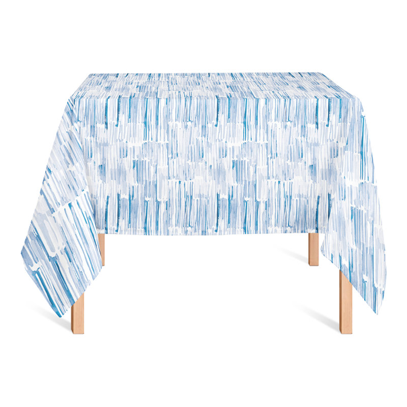 Orren Ellis Blue Watercolor Hatch Pattern Tablecloth | Wayfair