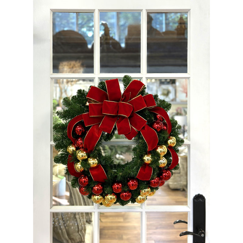 Creative Displays, Inc. Holiday Evergreen Wreath with Gold and Red ...