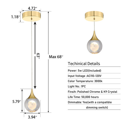 Everly Quinn Lyken 1 - Light LED Single Pendant & Reviews | Wayfair