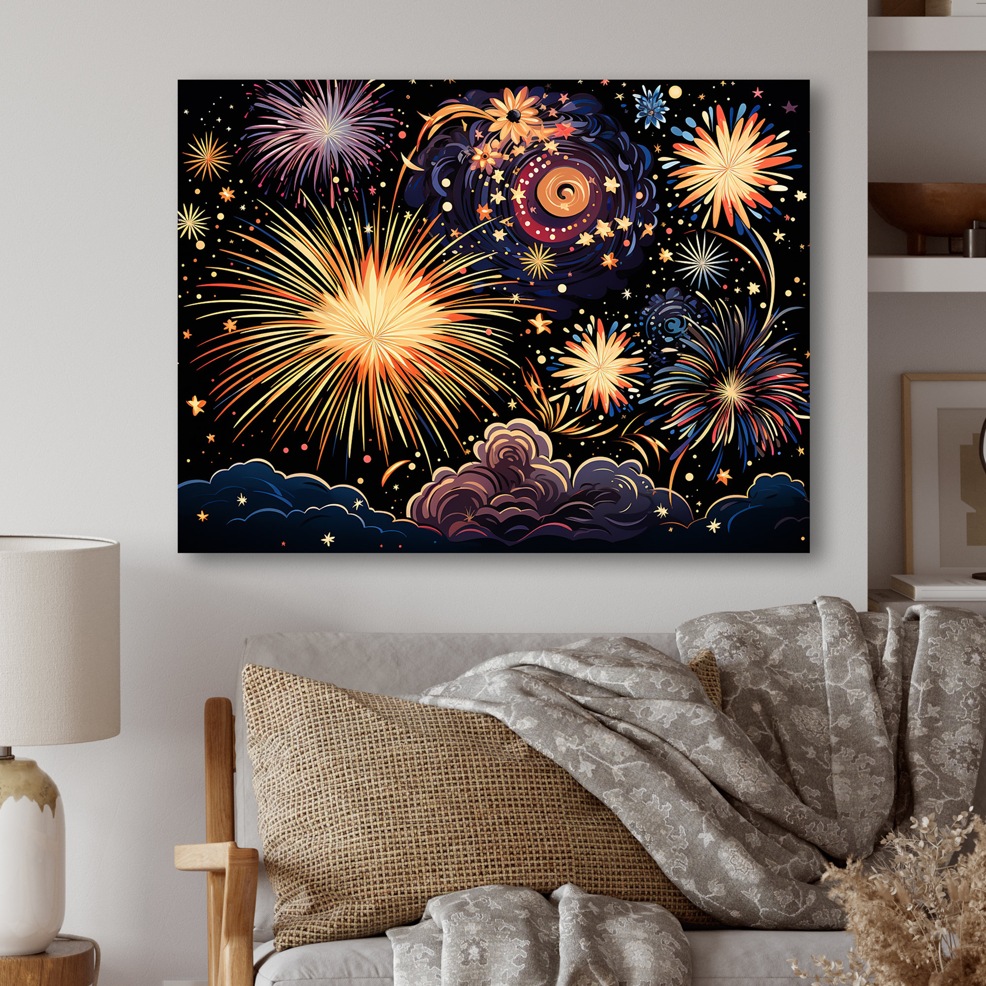 Lark Manor Fireworks Celestial Sky - Fireworks Metal Wall Art MT134001 ...