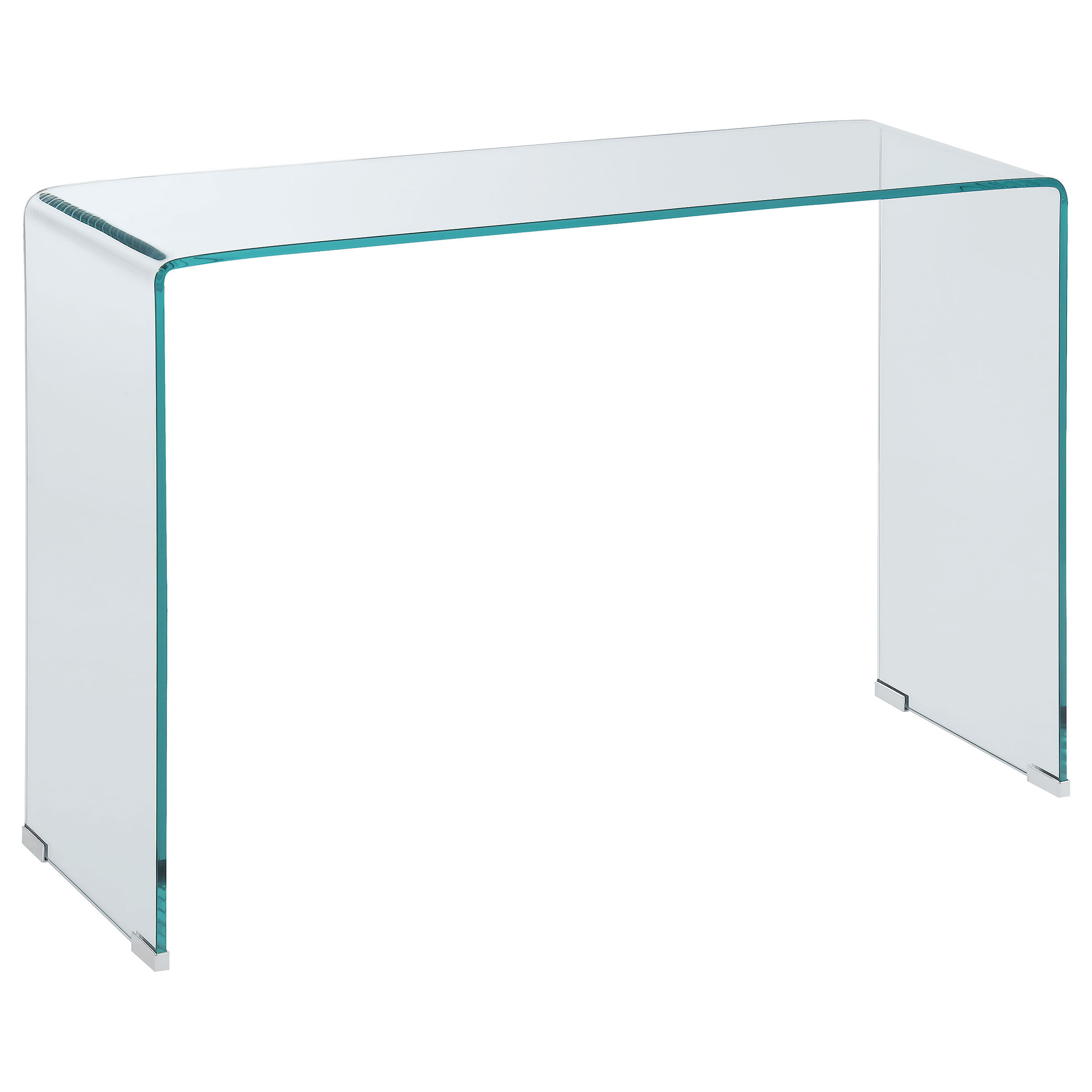 Brayden Studio Ripley Tempered Bent Glass Entryway Console Table Clear ...