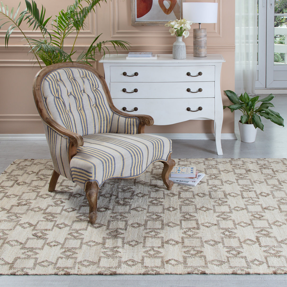 Birch Lane™ Dunn Geometric Handmade Flatweave Jute/Sisal Brown Area Rug ...