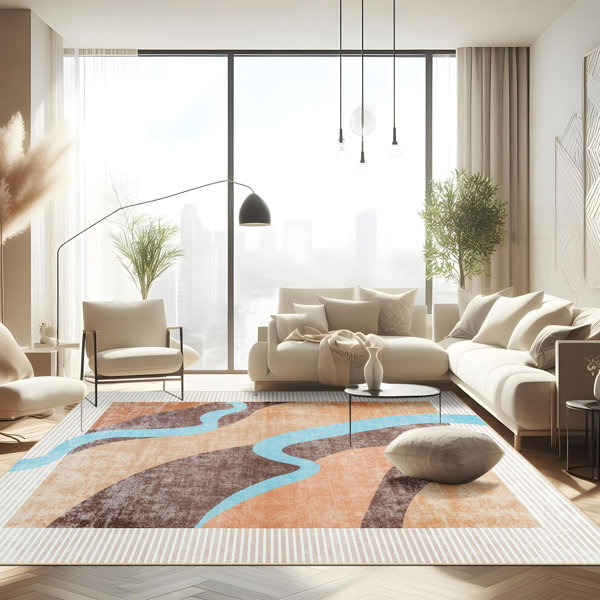 Wrought Studio™ Large Moroccan Area Rug Soft Abstract Farmhouse Rugs ...