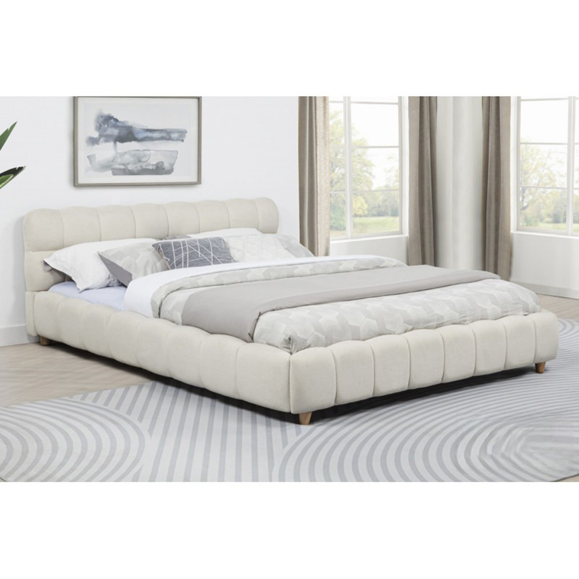 Latitude Run® Modern Bedroom Queen Size Platform Bed Frame, Fabric ...