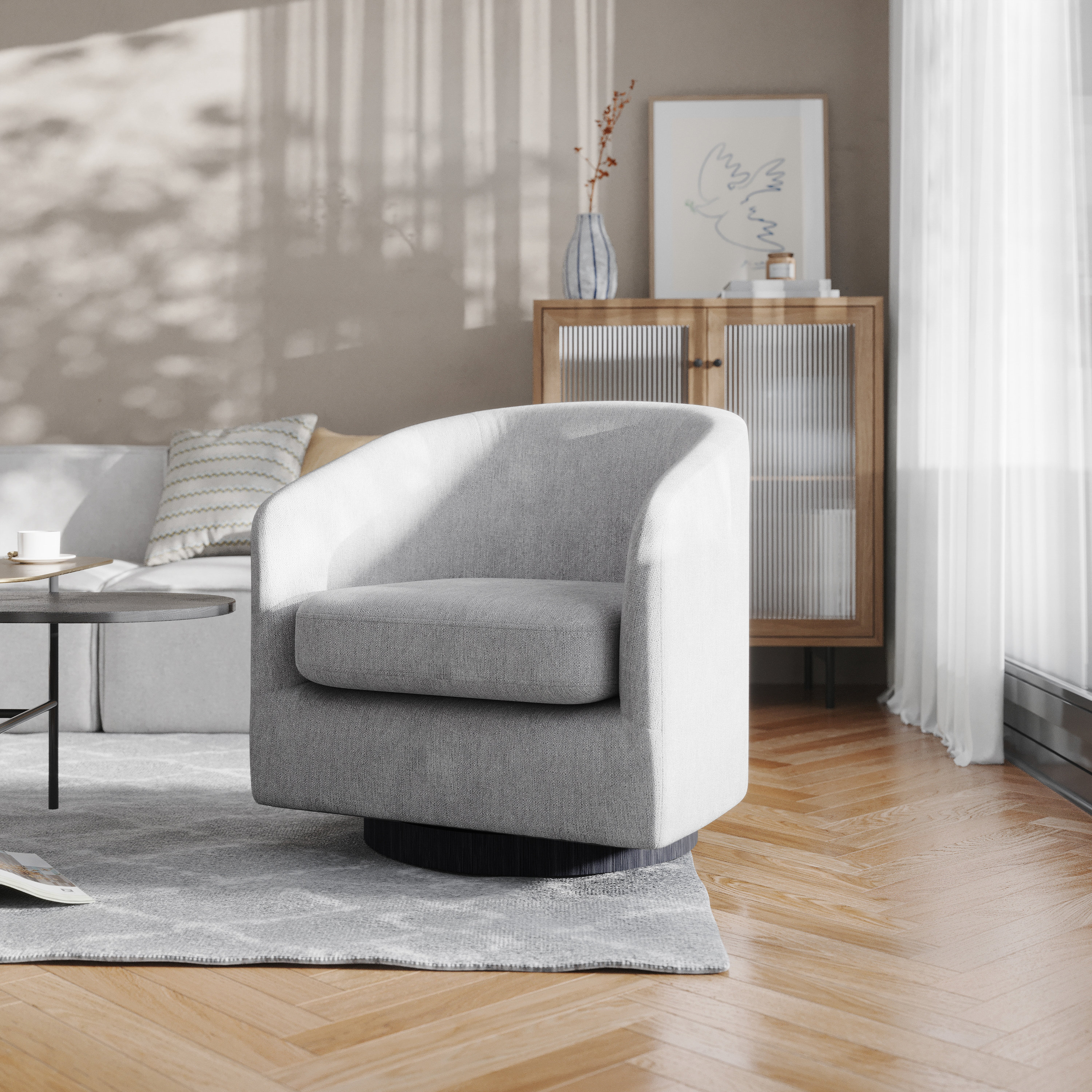 Wade Logan® Byran Club Style Commercial Barrel Accent Armchair with 360 ...