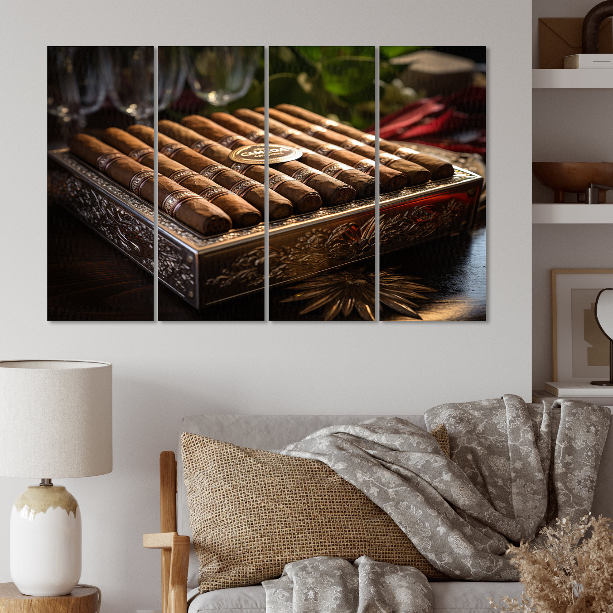 Design Art Cuban Cigars Brown II - Fashion Wall Art Living Room - 4 ...